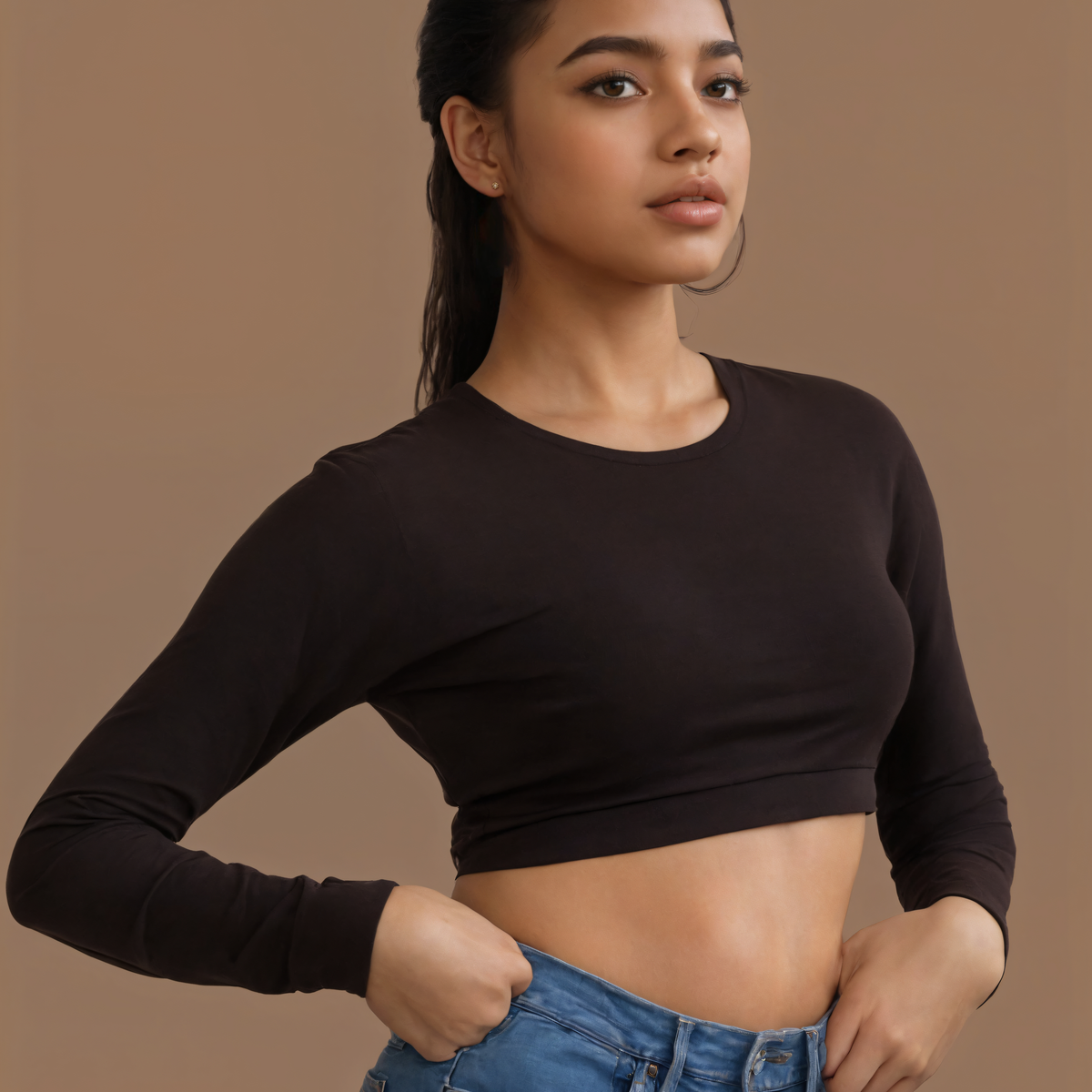 Mauna - Long Sleeve Crop Top – Just Crop Top